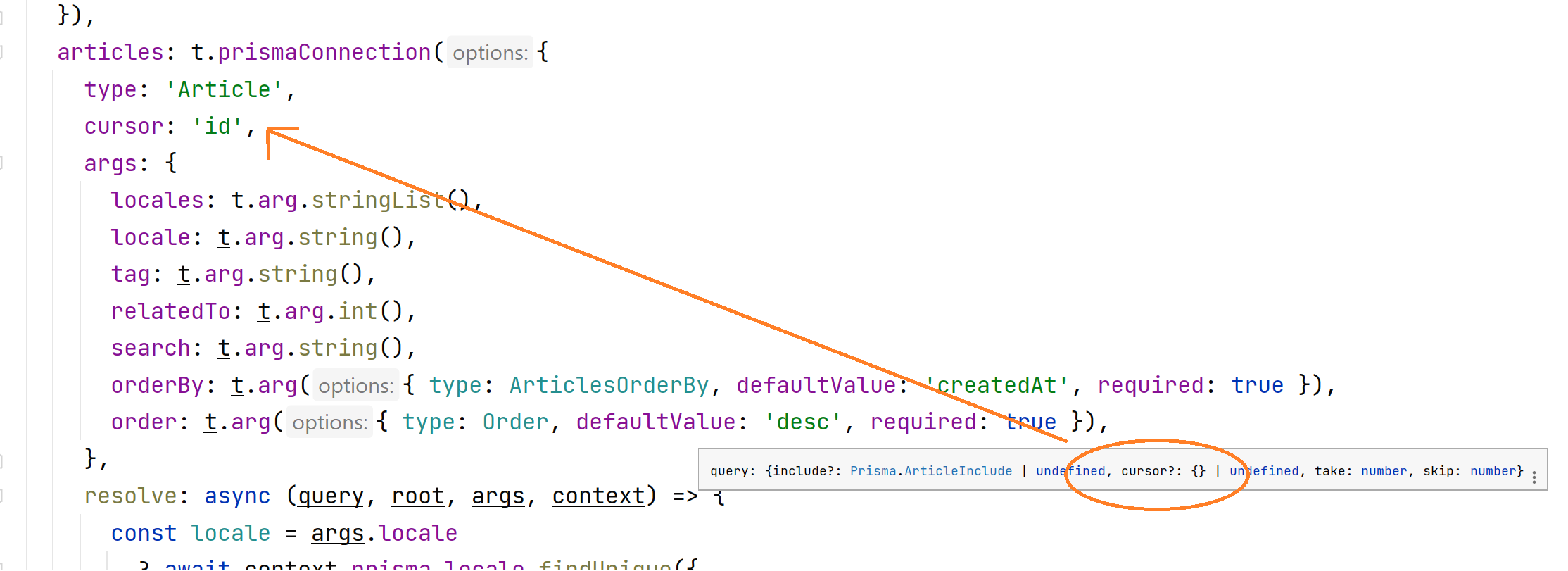 missing cursor field in type on `prismaConnection` `query` · Issue #549 ...