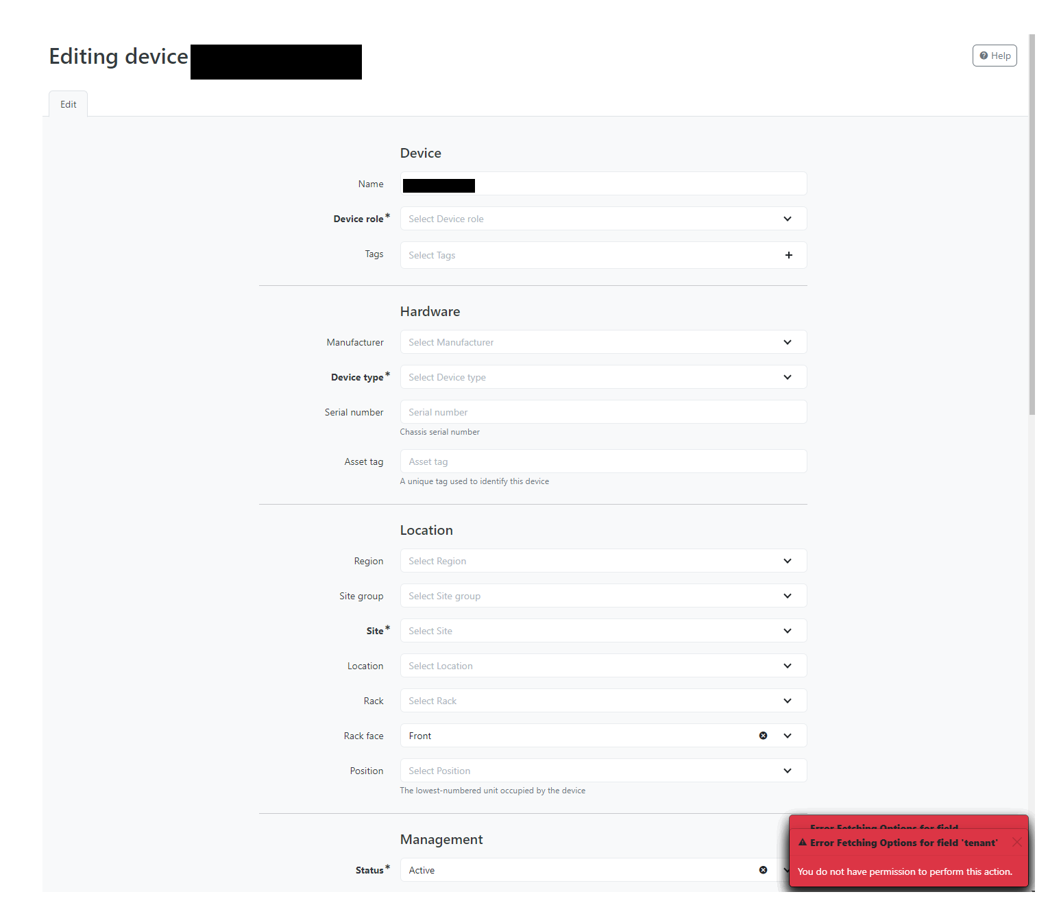Error fetching options for field · Issue #7436 · netbox-community/netbox · GitHub