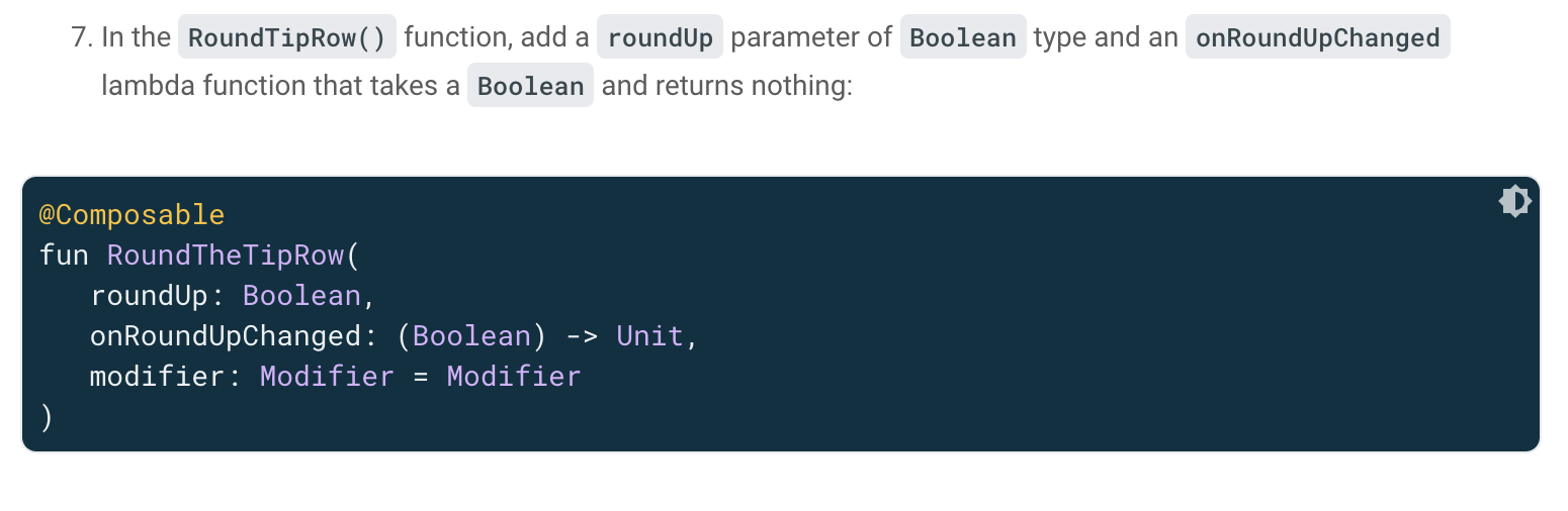 Inconsistent documentation on Calculate a custom tip: Android Basics ... Inconsistent documentation on Calculate a custom tip: Android Basics ...
