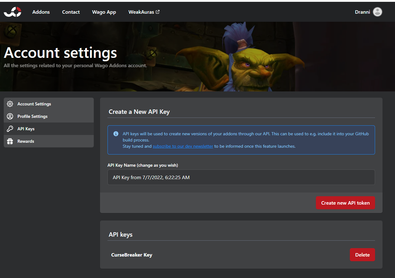 RuntimeError: Wago Addons API key is missing or incorrect. · Issue #337 · AcidWeb/CurseBreaker ...