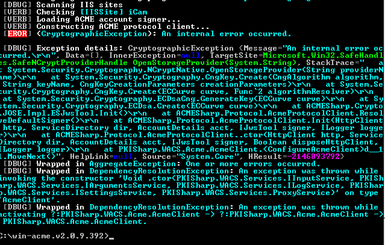 Cryptographic Exception When Trying To Renew Certificate · Issue 1194