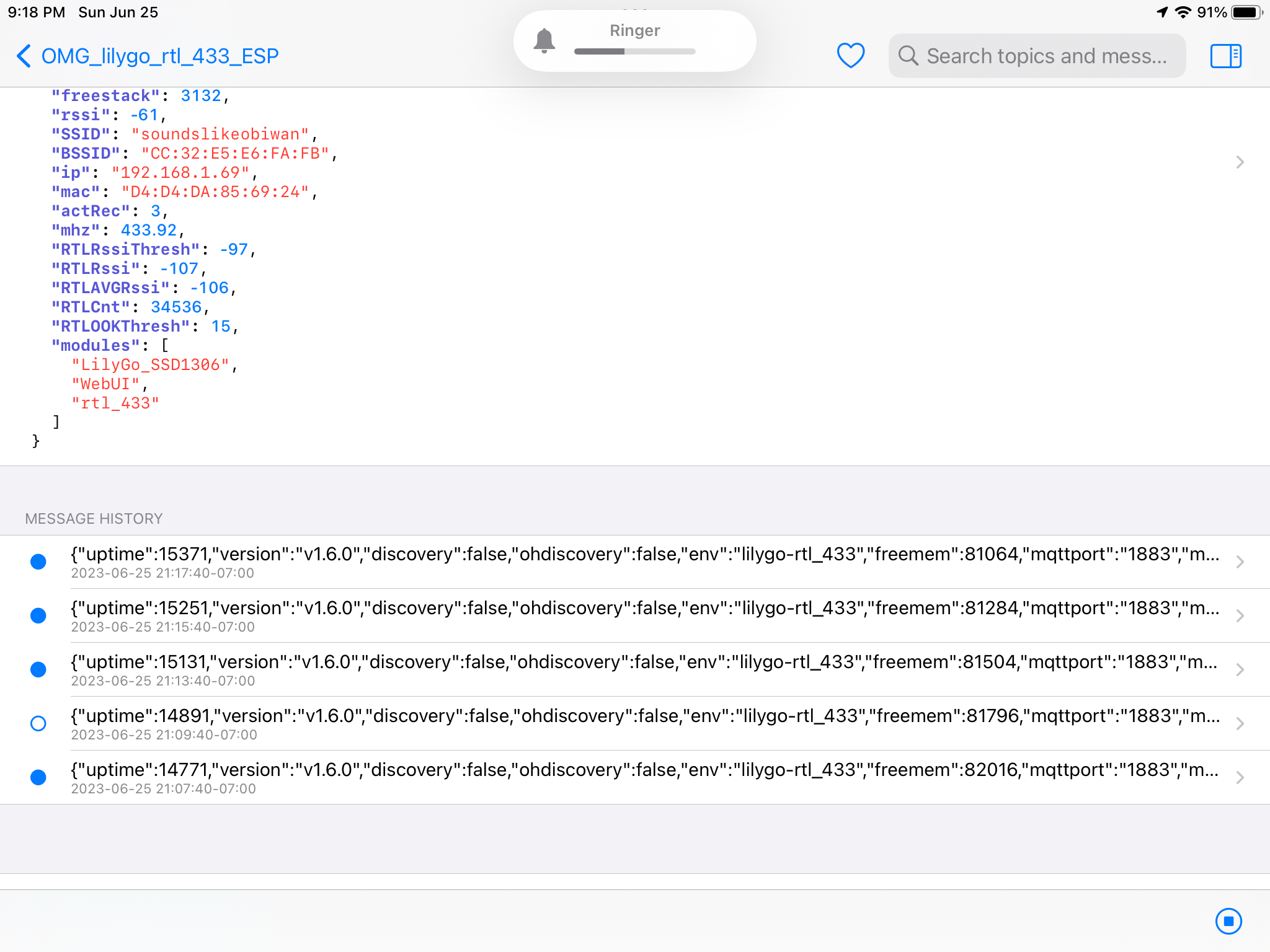 Memory leak in 1.6 with Lora32 433 · Issue #1693 · 1technophile/OpenMQTTGateway · GitHub