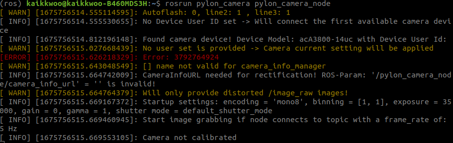 rosrun Error: 3792764924 · Issue #145 · basler/pylon-ros-camera · GitHub