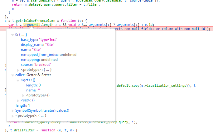 Saved Questions: Uncaught Error: getFieldRefFromColumn expects non-null ...