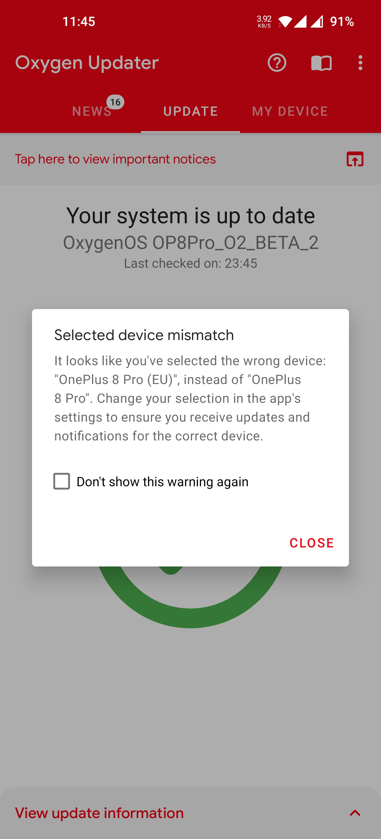 bug(main): Device mismatch dialog shown erroneously for update tracks ...