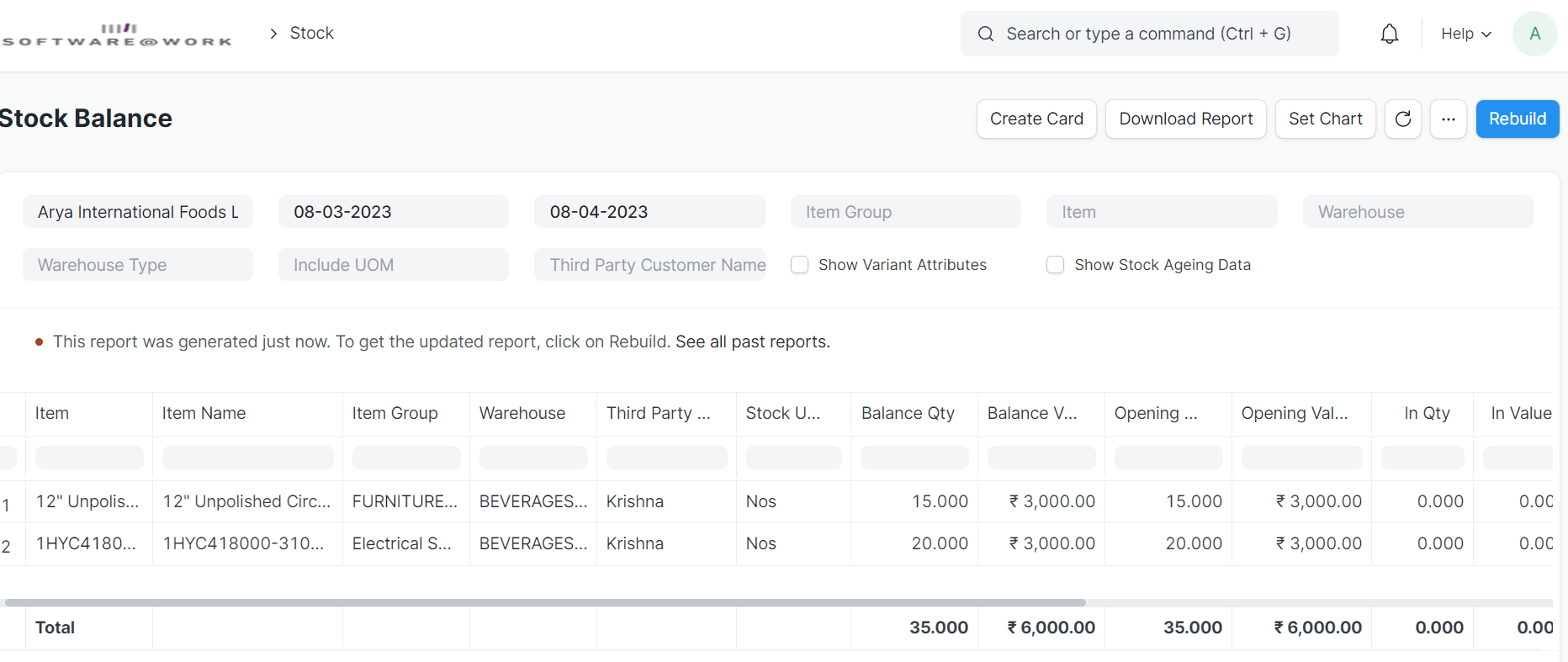 In the Stock Balance Report, Inventory Dimnesions is not getting ...