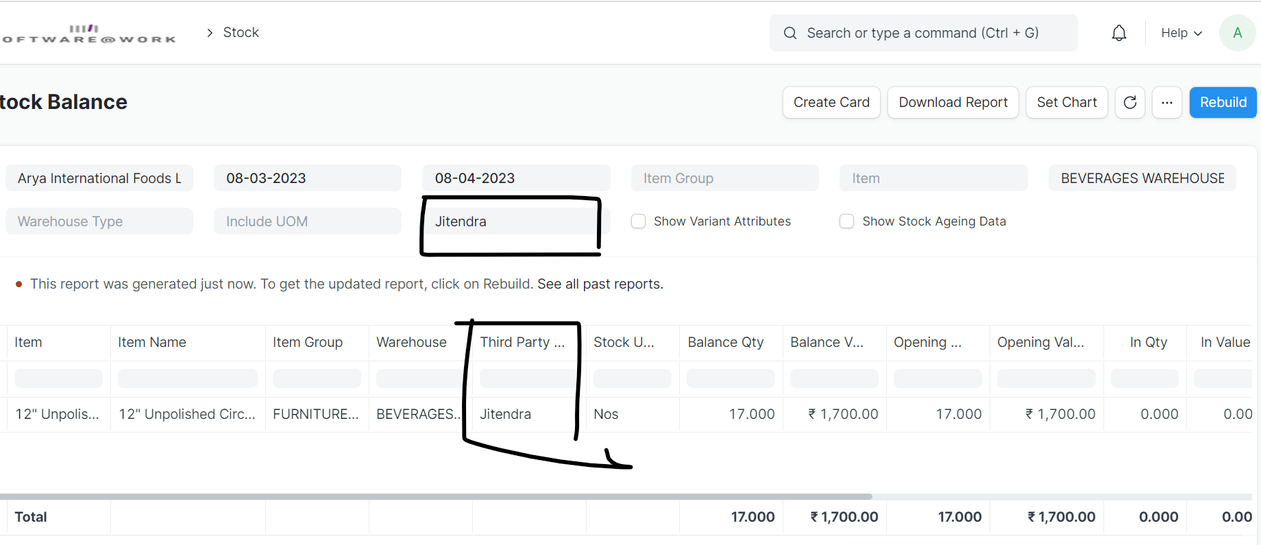 In the Stock Balance Report, Inventory Dimnesions is not getting displayed properly · Issue ...