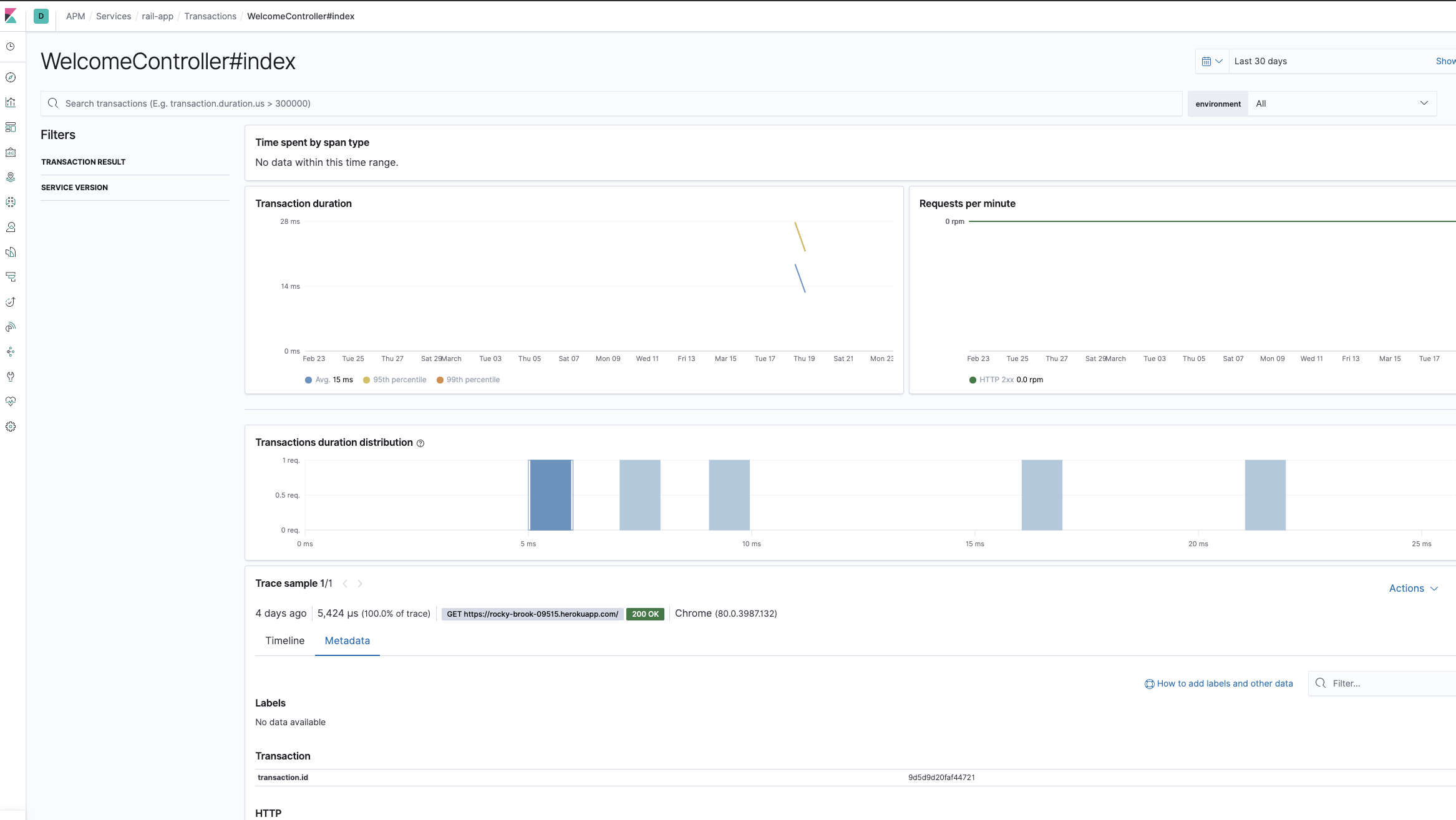 [APM][UI] Broken link in Transaction Metadata page · Issue #60945 · elastic/kibana · GitHub