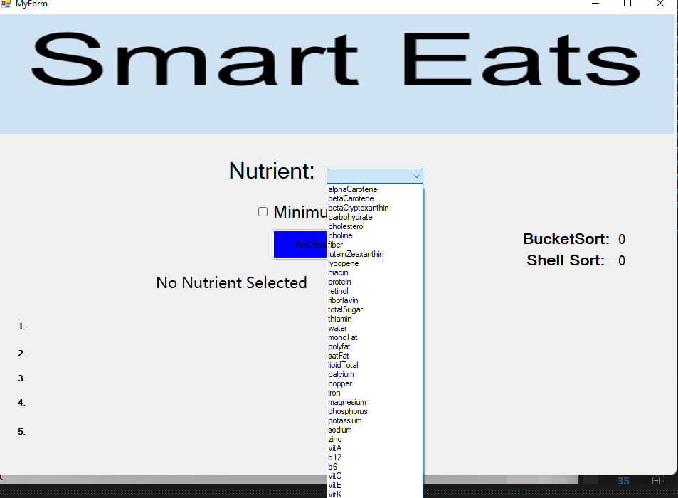 GitHub - jesse0980/SmartEats: Desktop App to find the top foods with a certain nutrient
