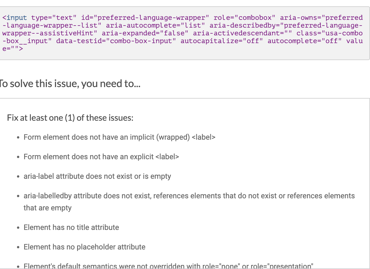 Fix Combobox Component Is Not Fully Accessible · Issue 2177 · Trussworksreact Uswds · Github