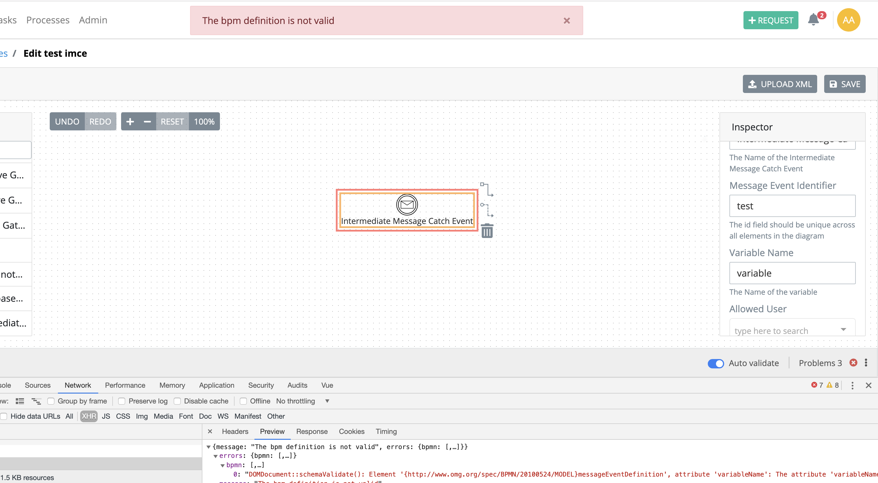 Validation Error using Intermediate Message Catch Event · Issue #407 · ProcessMaker/modeler · GitHub