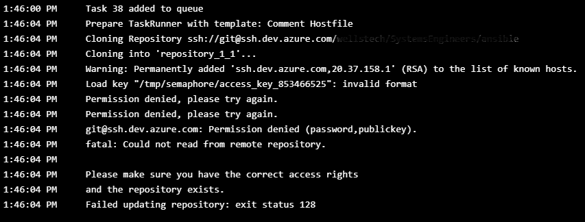 Semaphore does not recognize the ssh key while cloning a GitHub repo · Issue #969 · semaphoreui ...