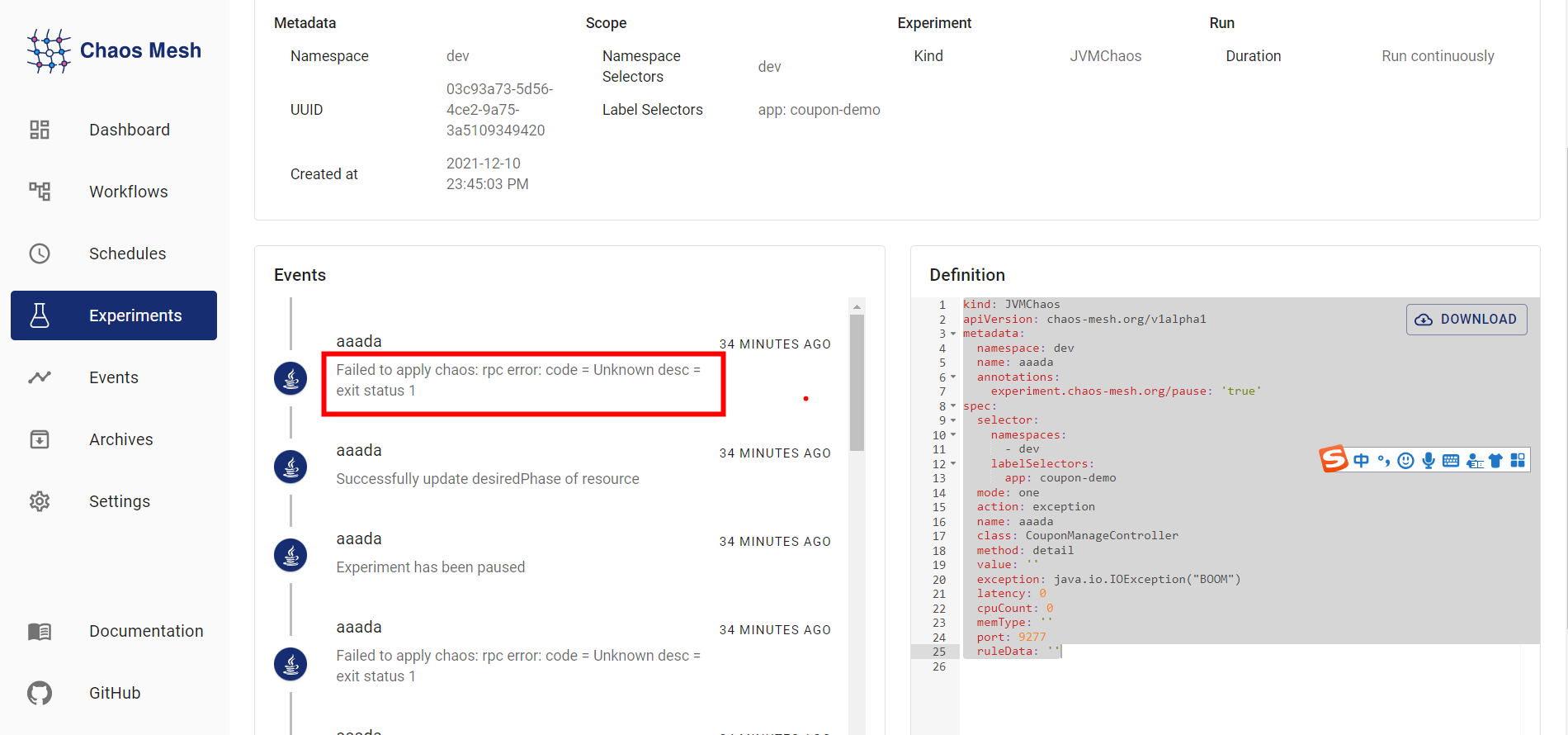 使用JVMChaos作用于SpringBoot APP异常 · Issue #2632 · chaos-mesh/chaos-mesh · GitHub