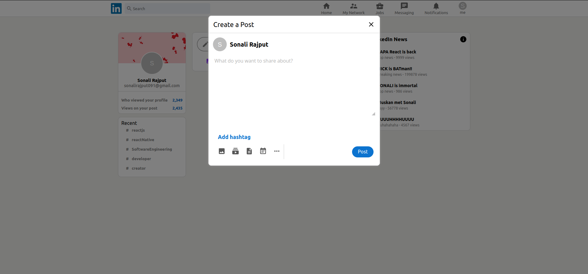 GitHub - mesonalirajput/LinkedInClone