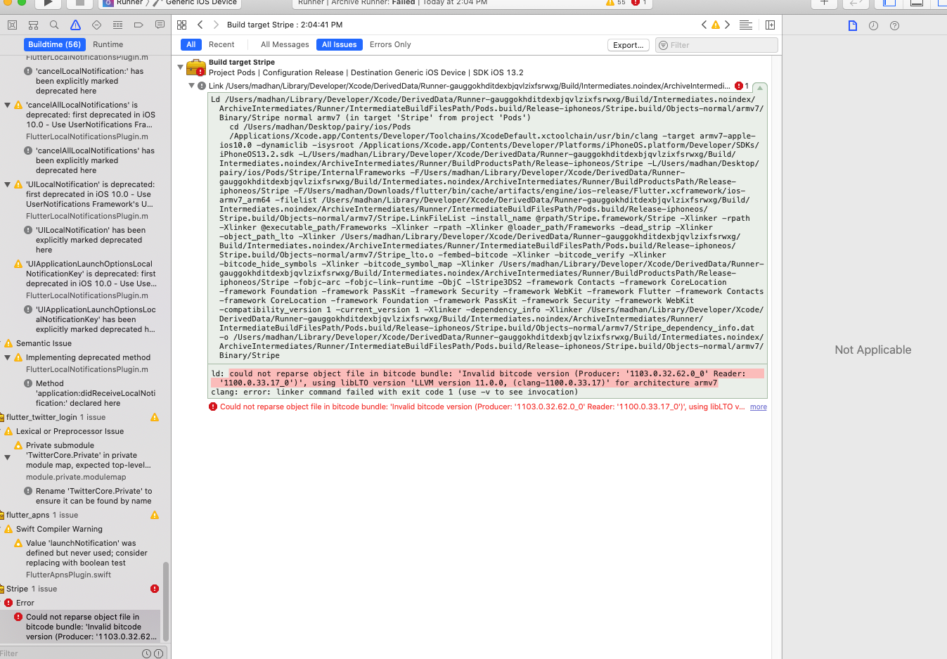 Invalid bitcode version (Producer: '1103.0.32.62.0_0' Reader: '1100.0.33.17_0')', using libLTO ...
