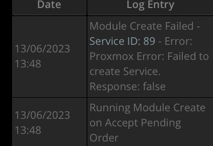 Admin Area: Error when Creating Service on the PVE Host (connected to PVE OK) · Issue #17 · The ...