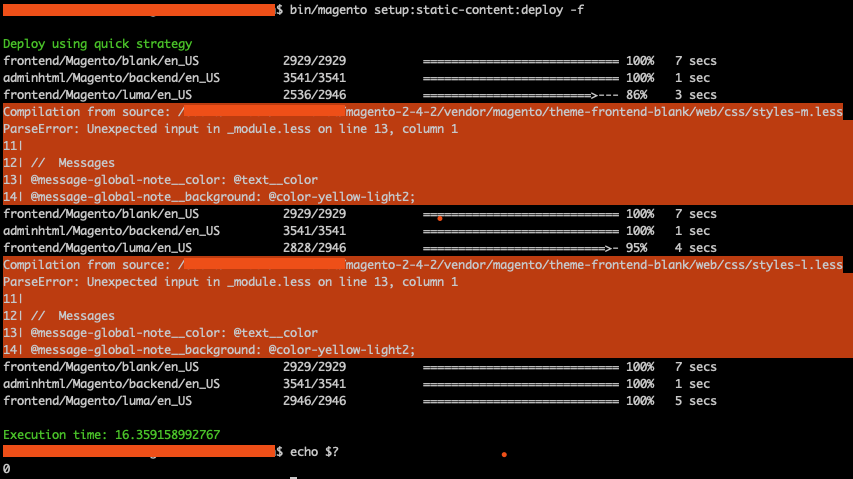 Setupstatic Contentdeploy Exit Code 0 When There Are Parseerrors · Issue 33184 · Magento 2610