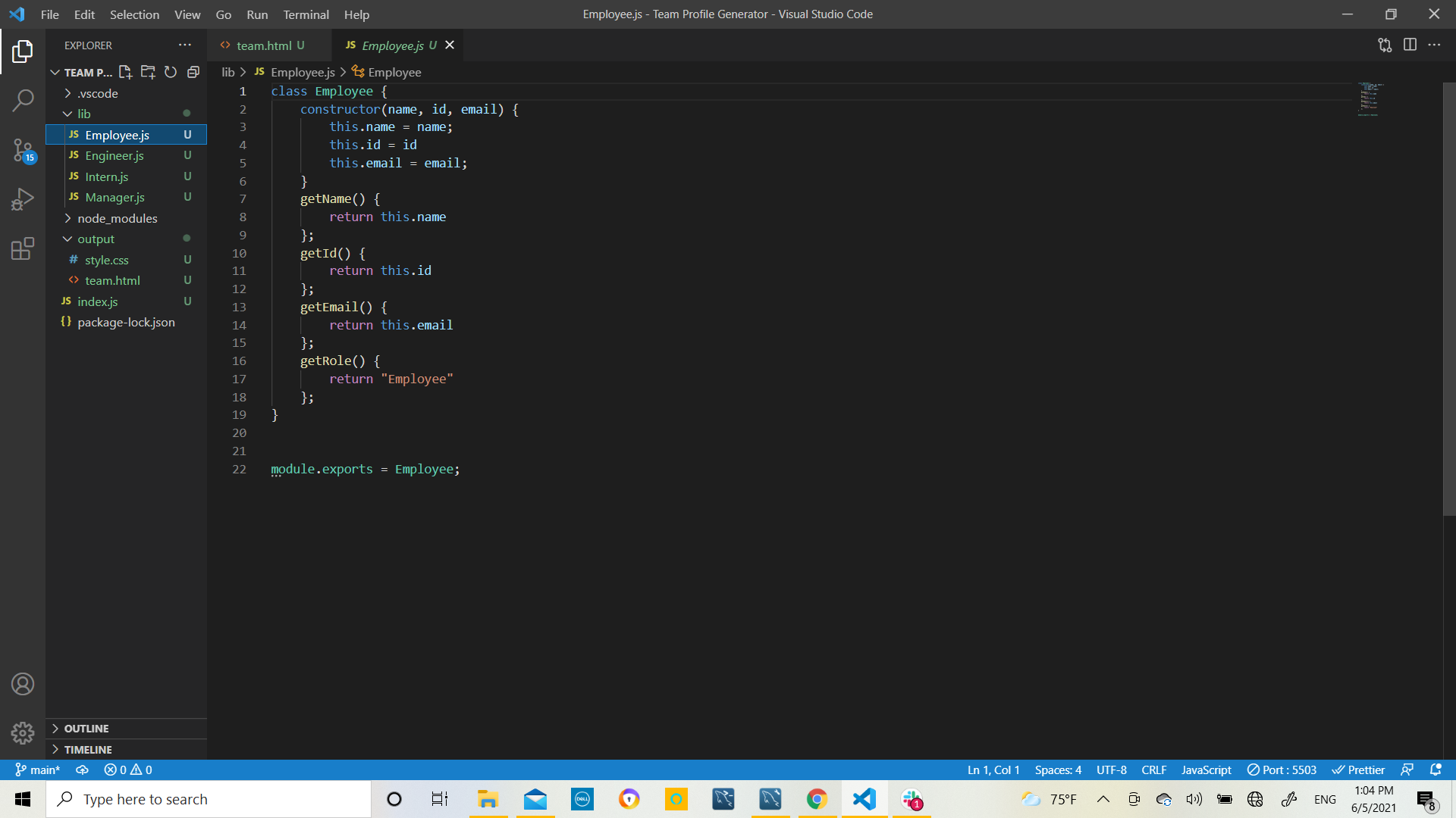 GitHub - S0519/Team-Profile-Generator