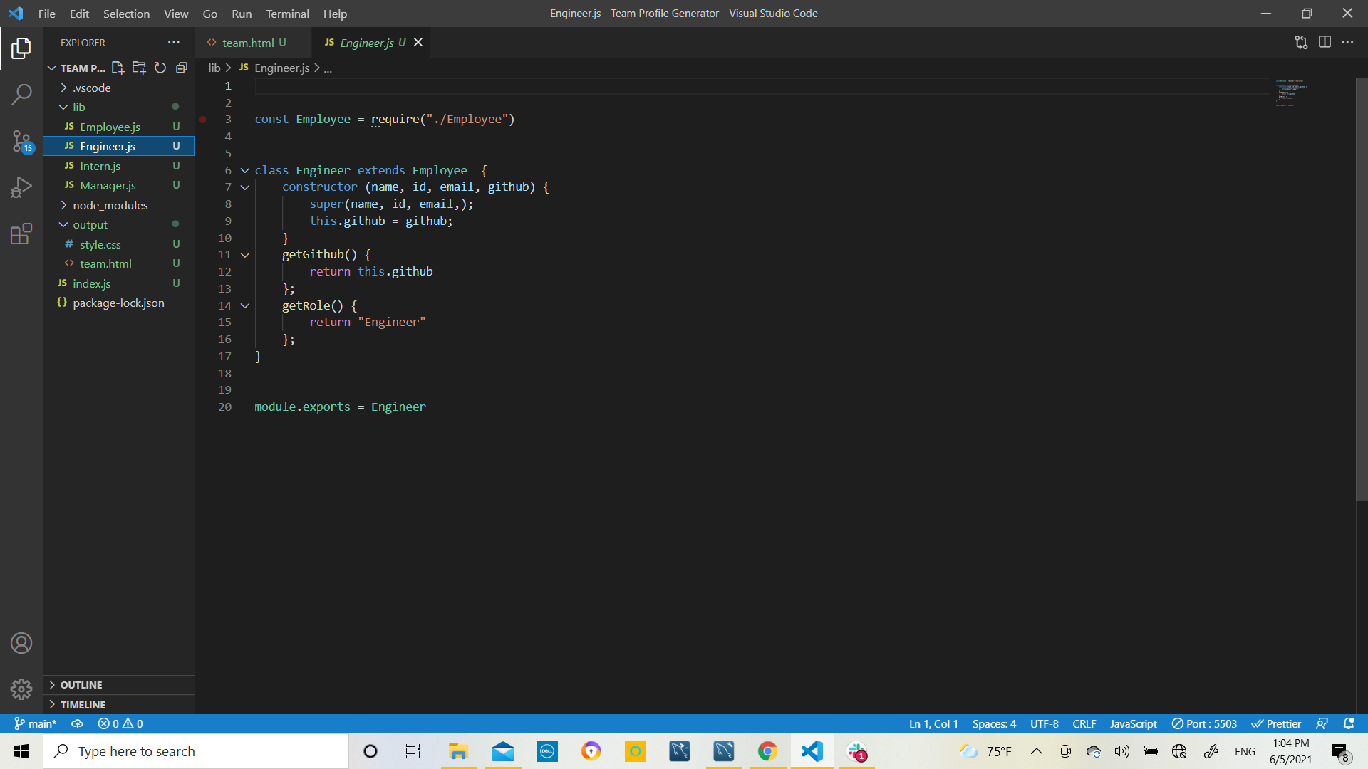 GitHub - S0519/Team-Profile-Generator