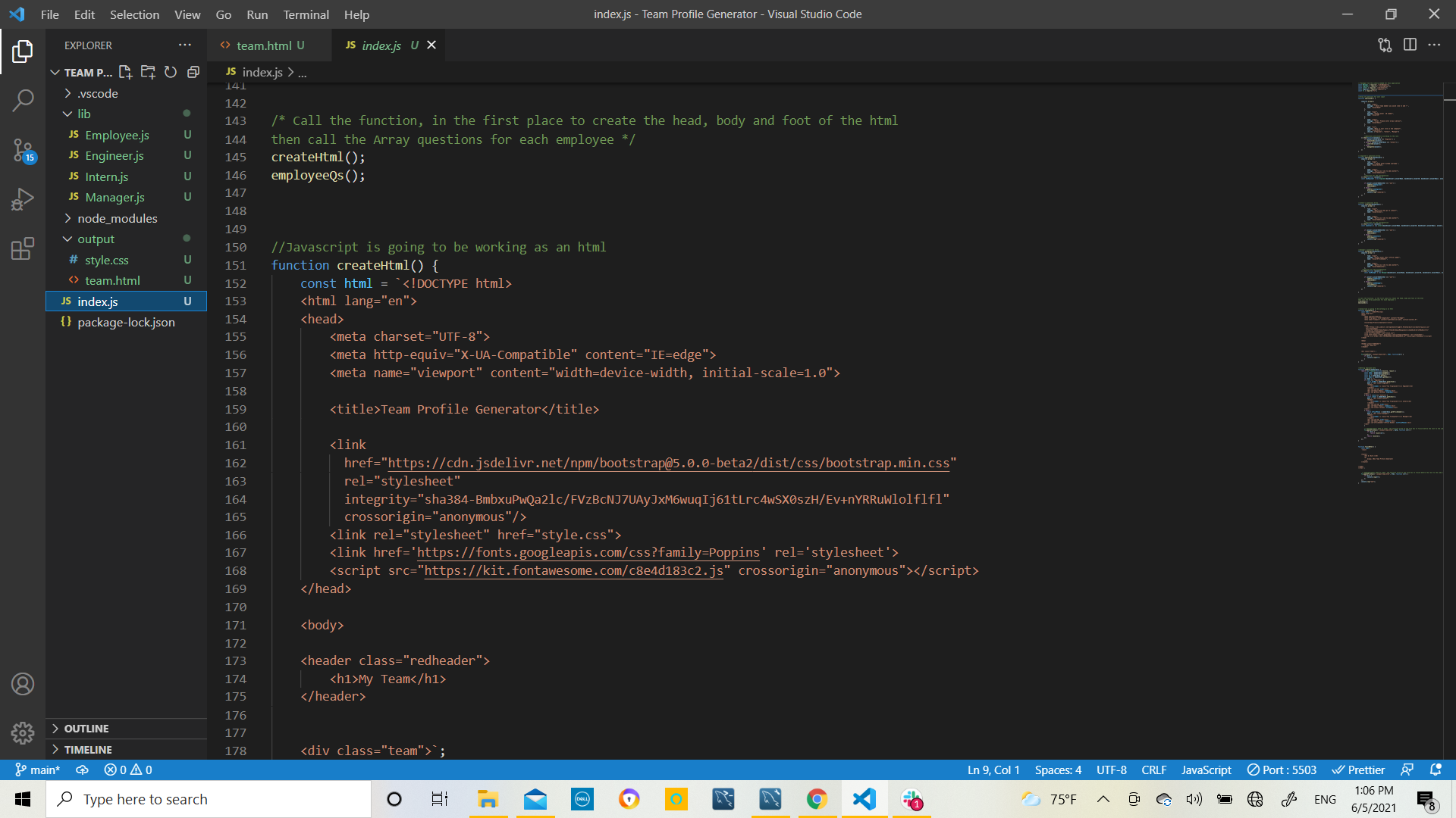 GitHub - S0519/Team-Profile-Generator