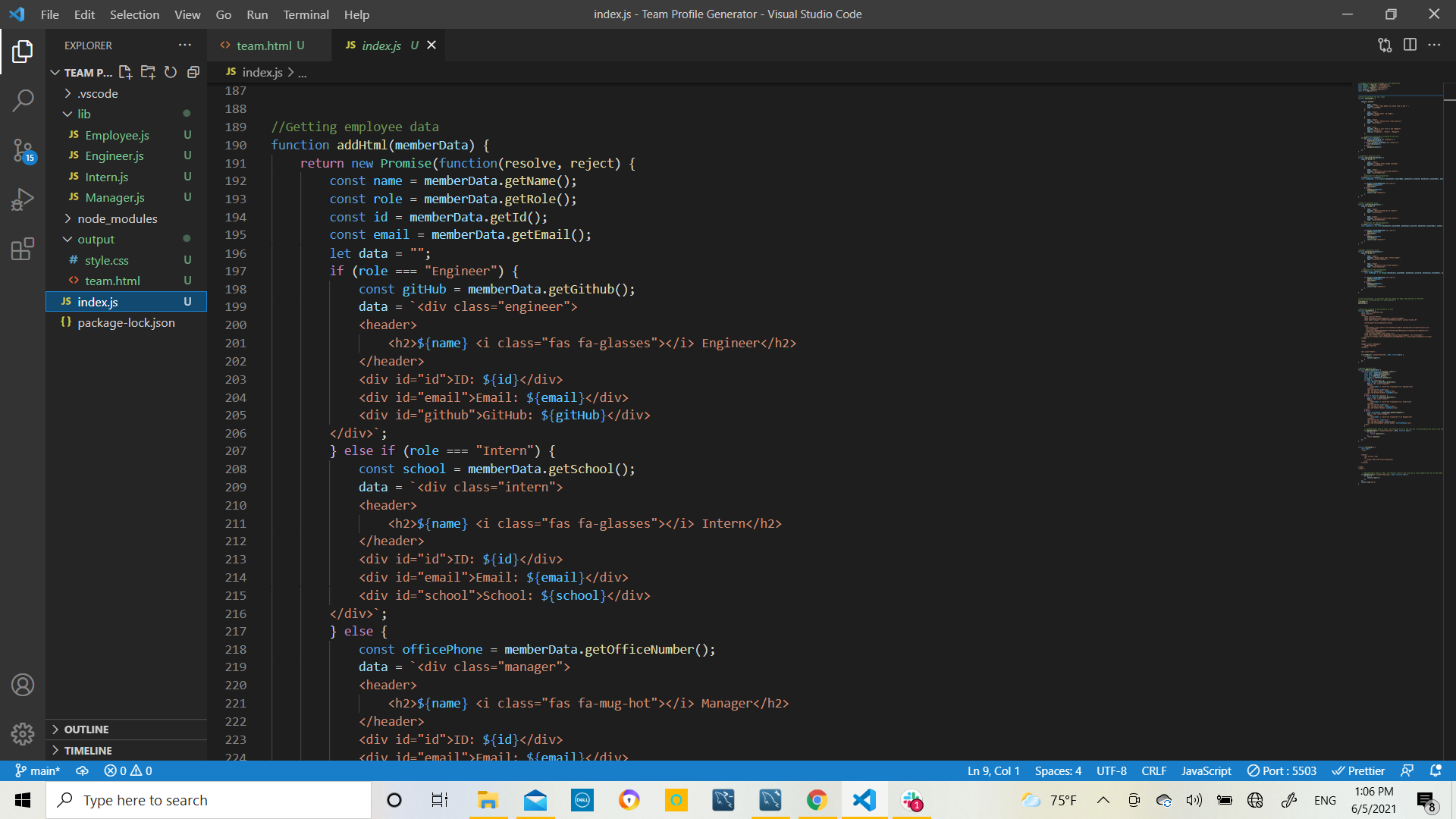 GitHub - S0519/Team-Profile-Generator