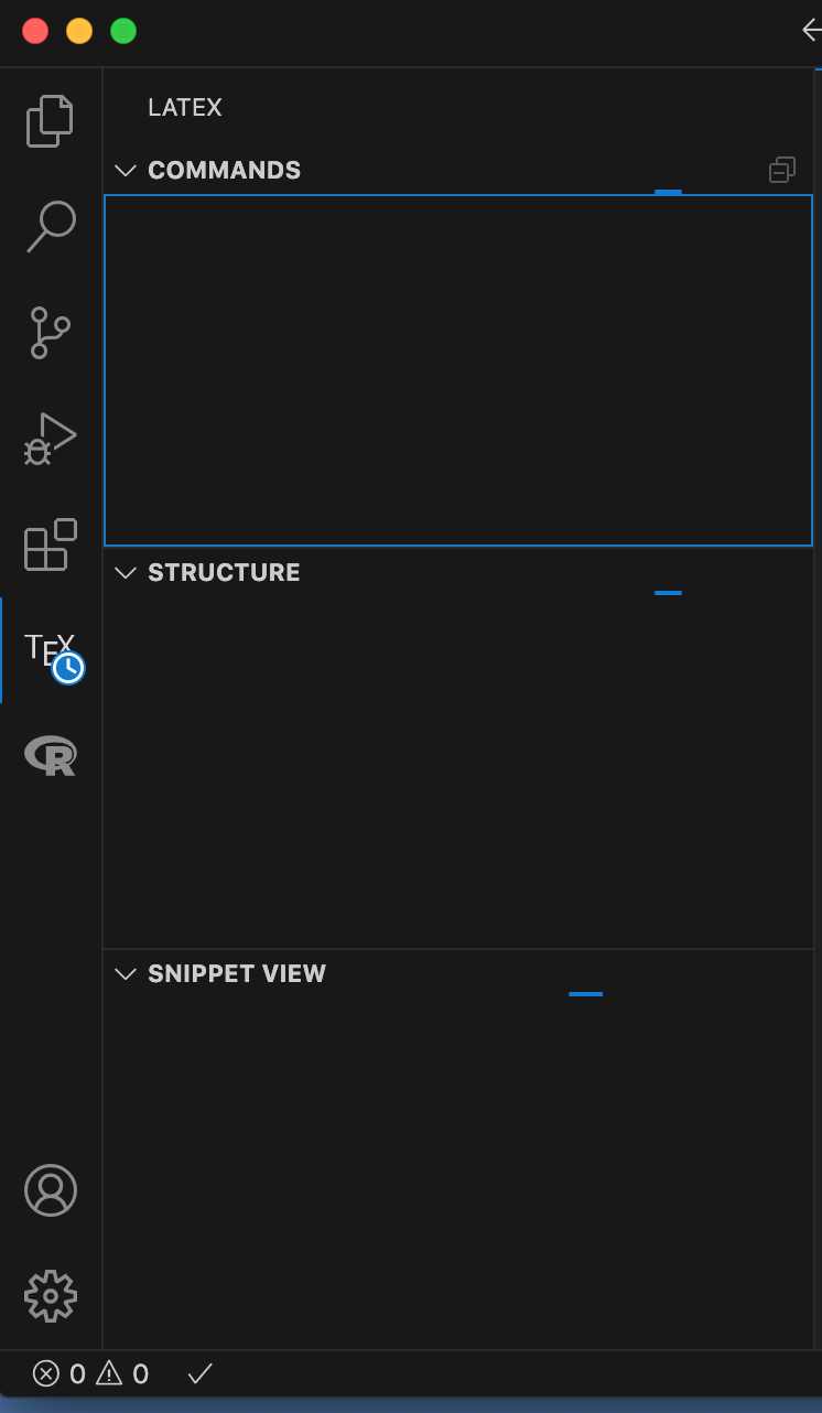 LaTeX workshop extension stuck on generating commands/structure/snippet view · Issue #3928 ...
