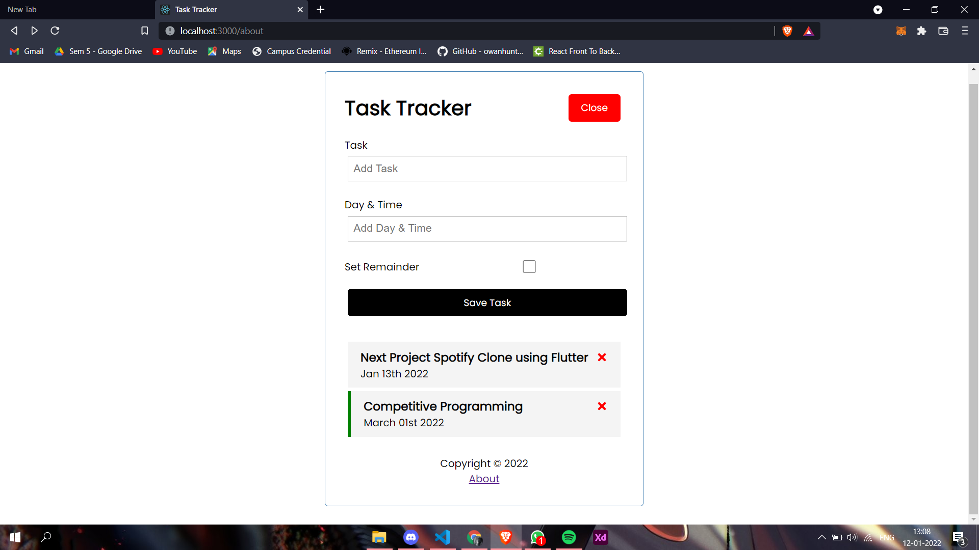 GitHub - Priyammm05/react-task-tracker: A task tracker using react and its component.