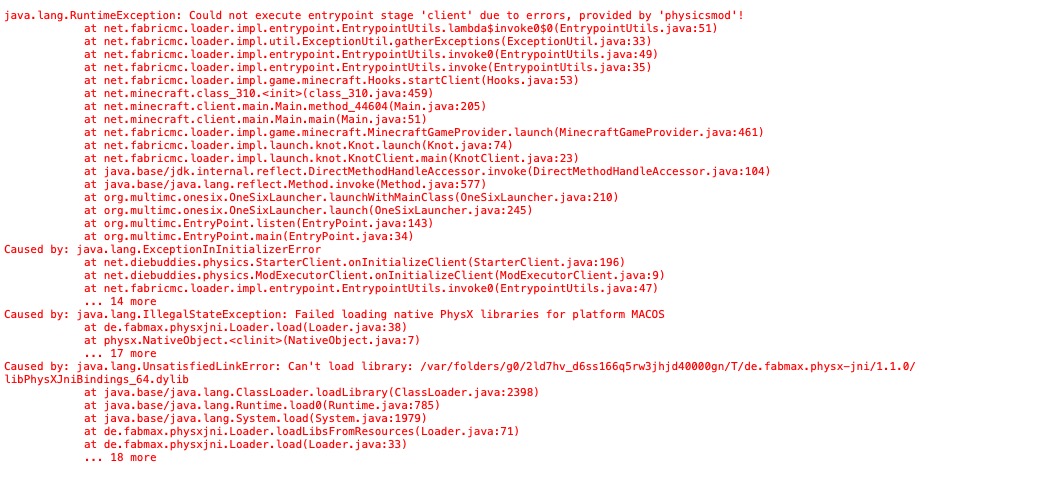 Crash the mod with MultiMC in a MacStudio at launch moment. · Issue #558 · haubna/PhysicsMod ...