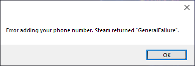 [Last update problem] Error adding your phone number. Steam returned "GeneralFailure" · Issue ...