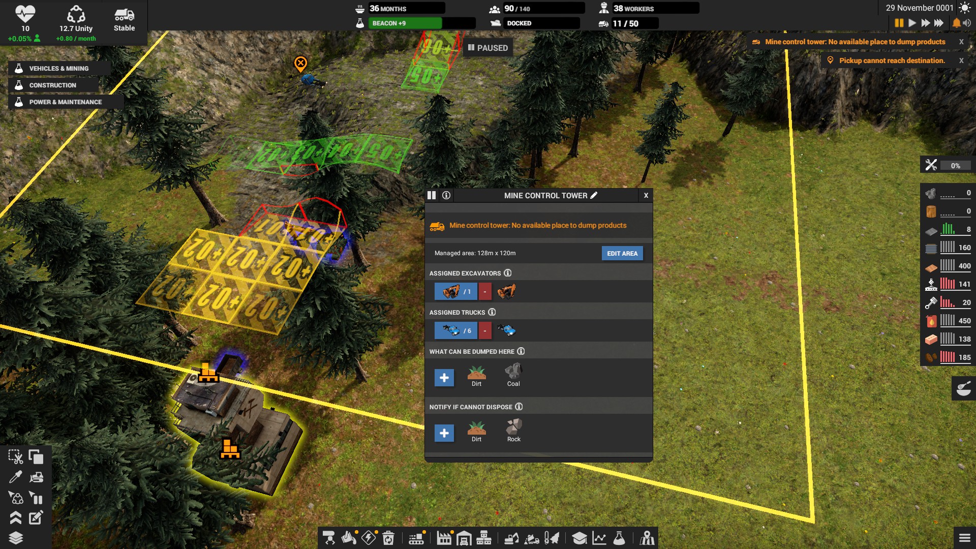 No place to dump dirt but it's right there in the same mine all lit up ...