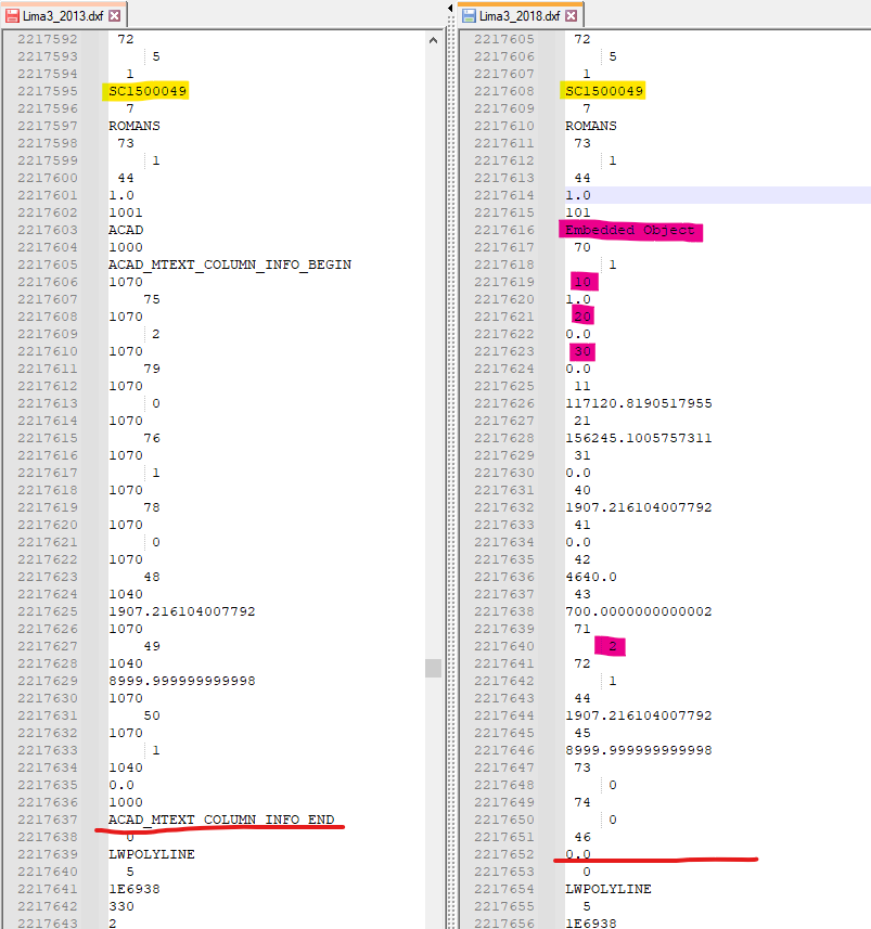MTEXT AutoCAD 2018 Embedded Object (code 101) issue · Issue #195 · ixmilia/dxf · GitHub
