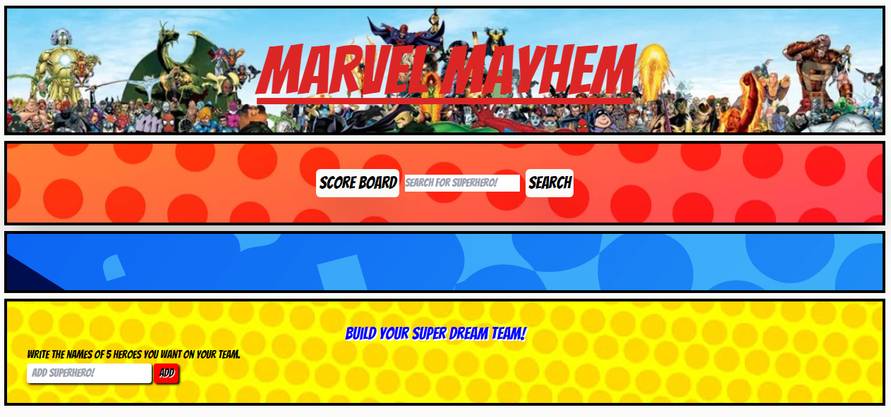 GitHub - Hadasss/marvel-mayhem: A mobile friendly responsive app that pulls and displays data ...