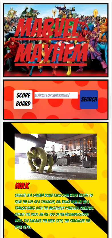 GitHub - Hadasss/marvel-mayhem: A mobile friendly responsive app that pulls and displays data ...