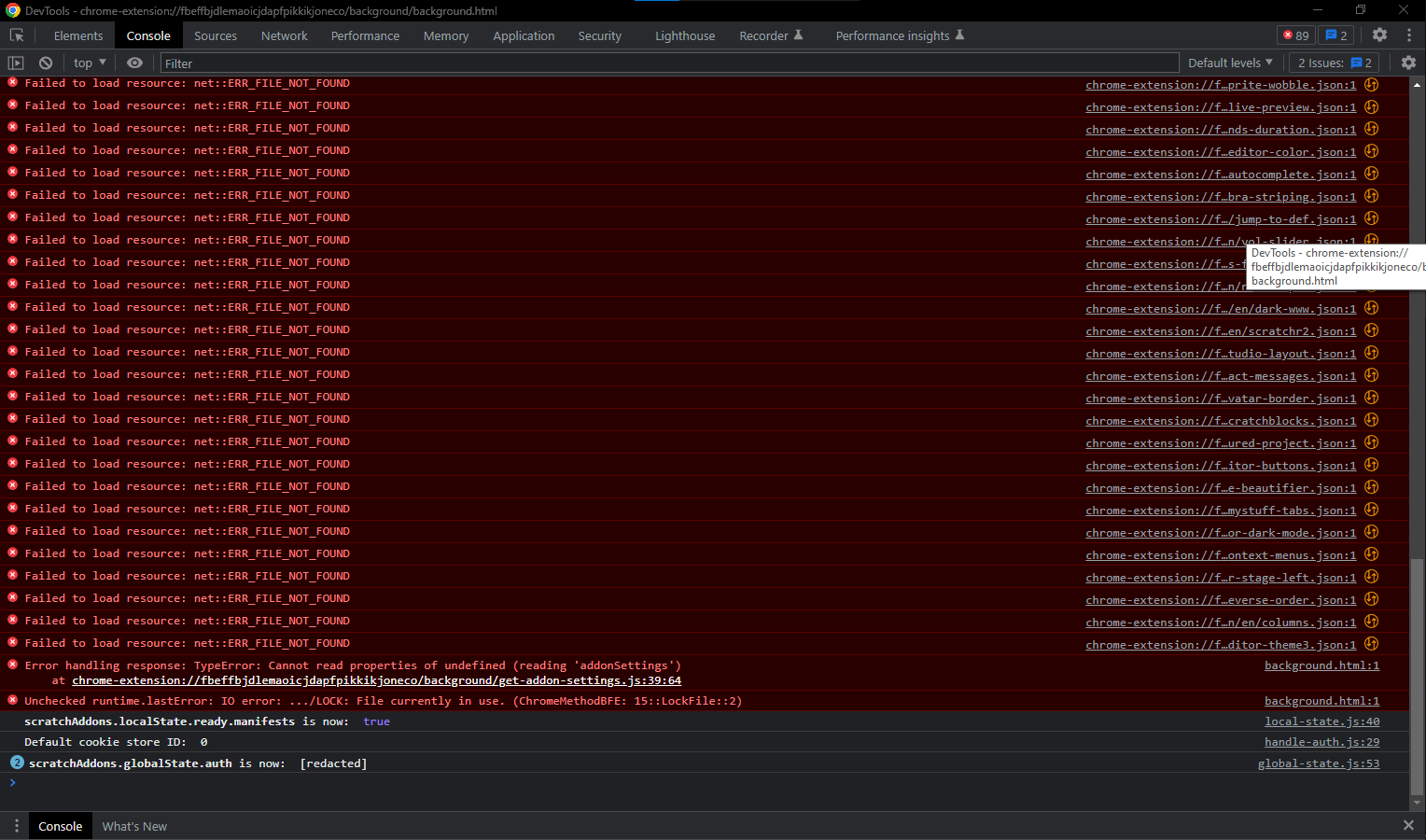 Nothing is displaying (happened x2) · Issue #5289 · ScratchAddons/ScratchAddons · GitHub