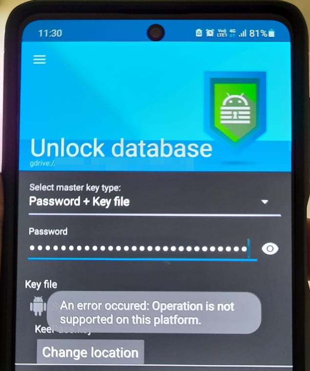 Unable to access the database (Error - Operation is not supported on this platform) · Issue ...