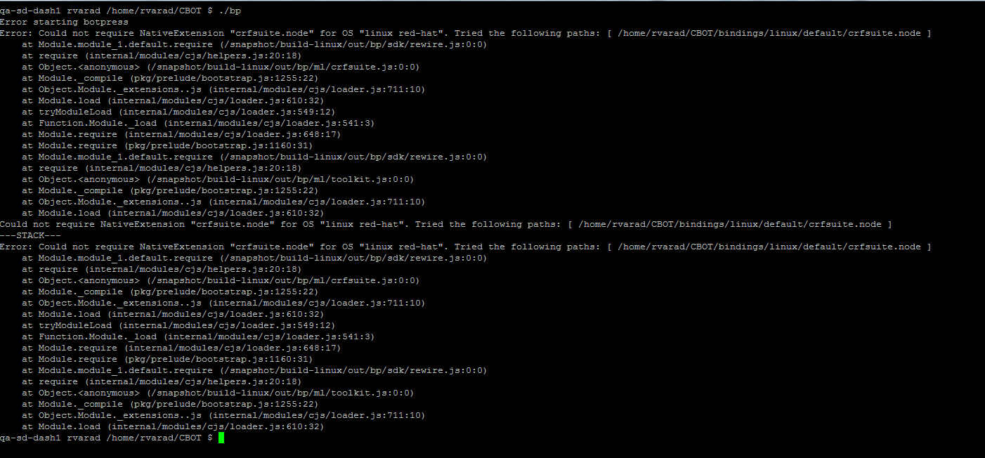 Error starting botpress (Could not require NativeExtension "crfsuite.node") · Issue #646 ...