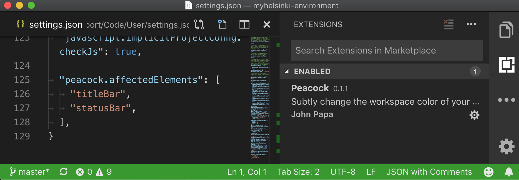 Titlebar setting does not work · Issue #34 · johnpapa/vscode-peacock · GitHub