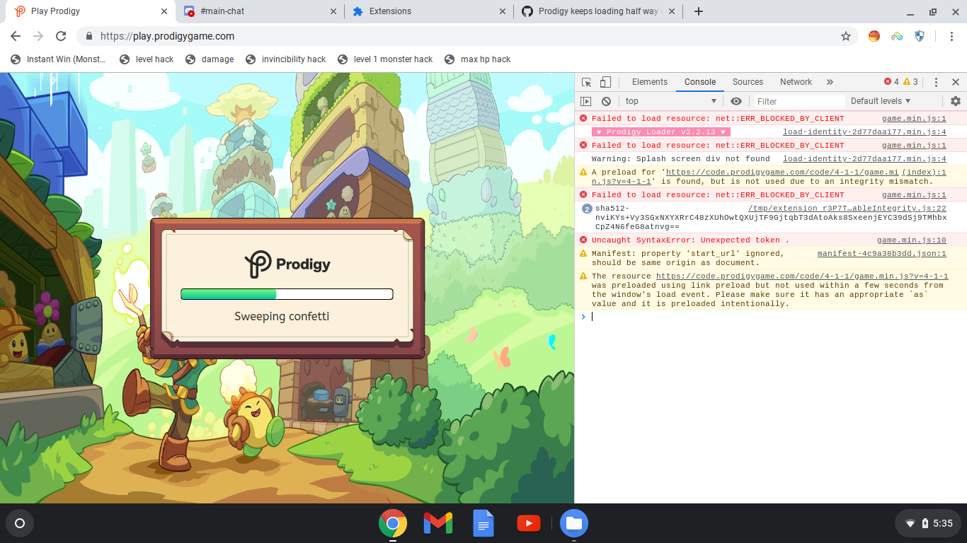 Prodigy keeps loading half way when I have the extension on · Issue #773 · Prodigy-Hacking ...