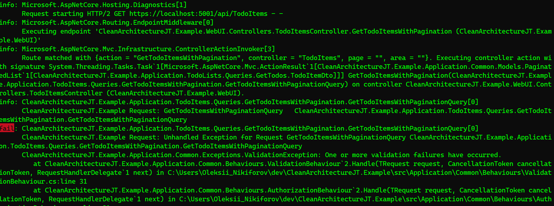 Consideration And Explanation Of Failed Validation Causes Exception That Is Logged As Error By