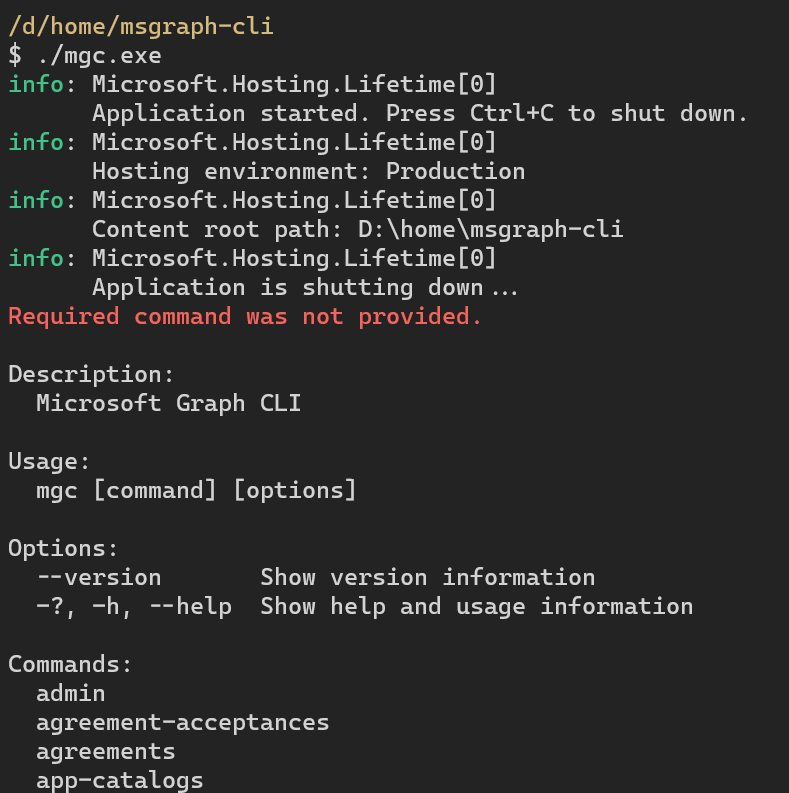 Host output is displayed when no arguments are provided · Issue #150 · microsoftgraph/msgraph ...