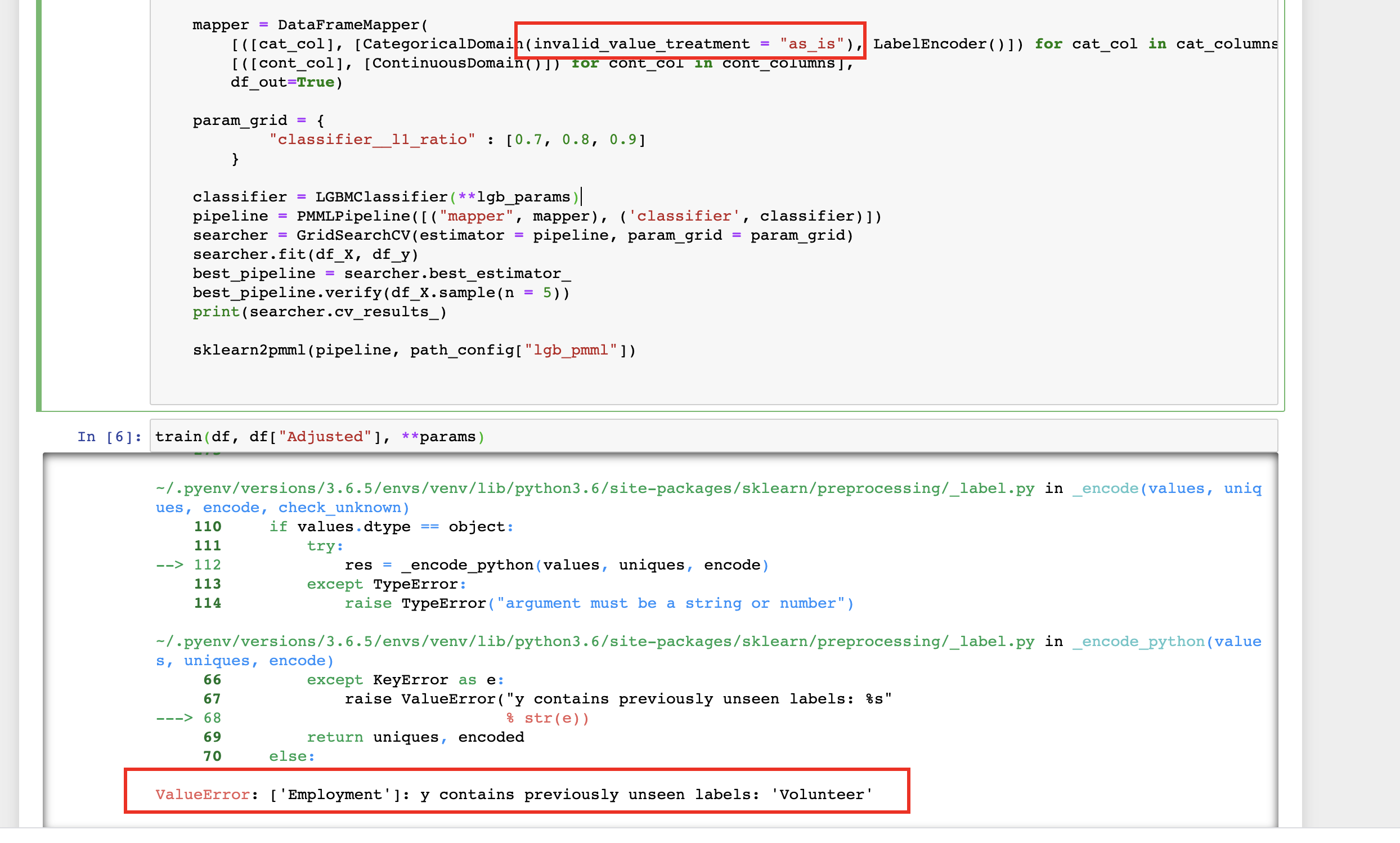 ['Employment']: y contains previously unseen labels: 'Volunteer' · Issue #219 · jpmml ...
