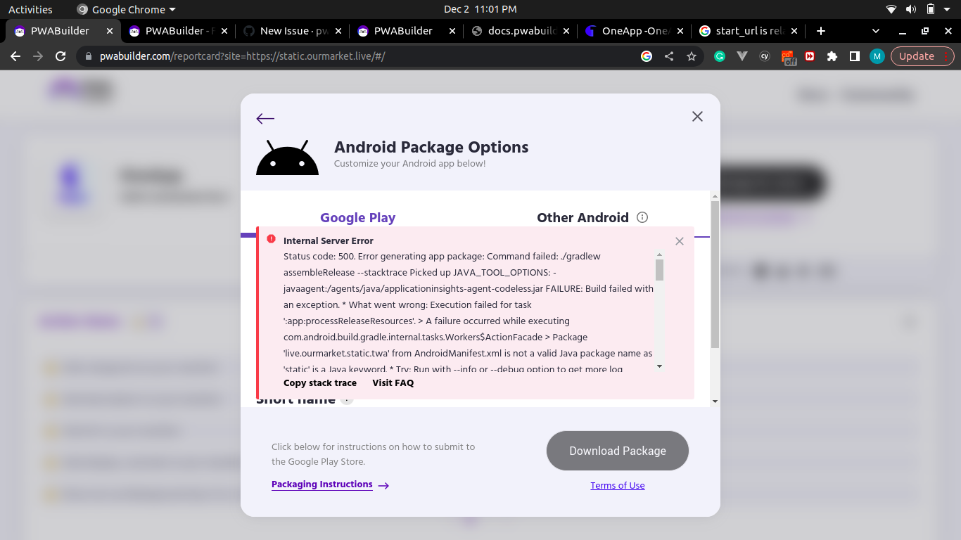 Internal Server Error · Issue 3683 · Pwa Builderpwabuilder · Github
