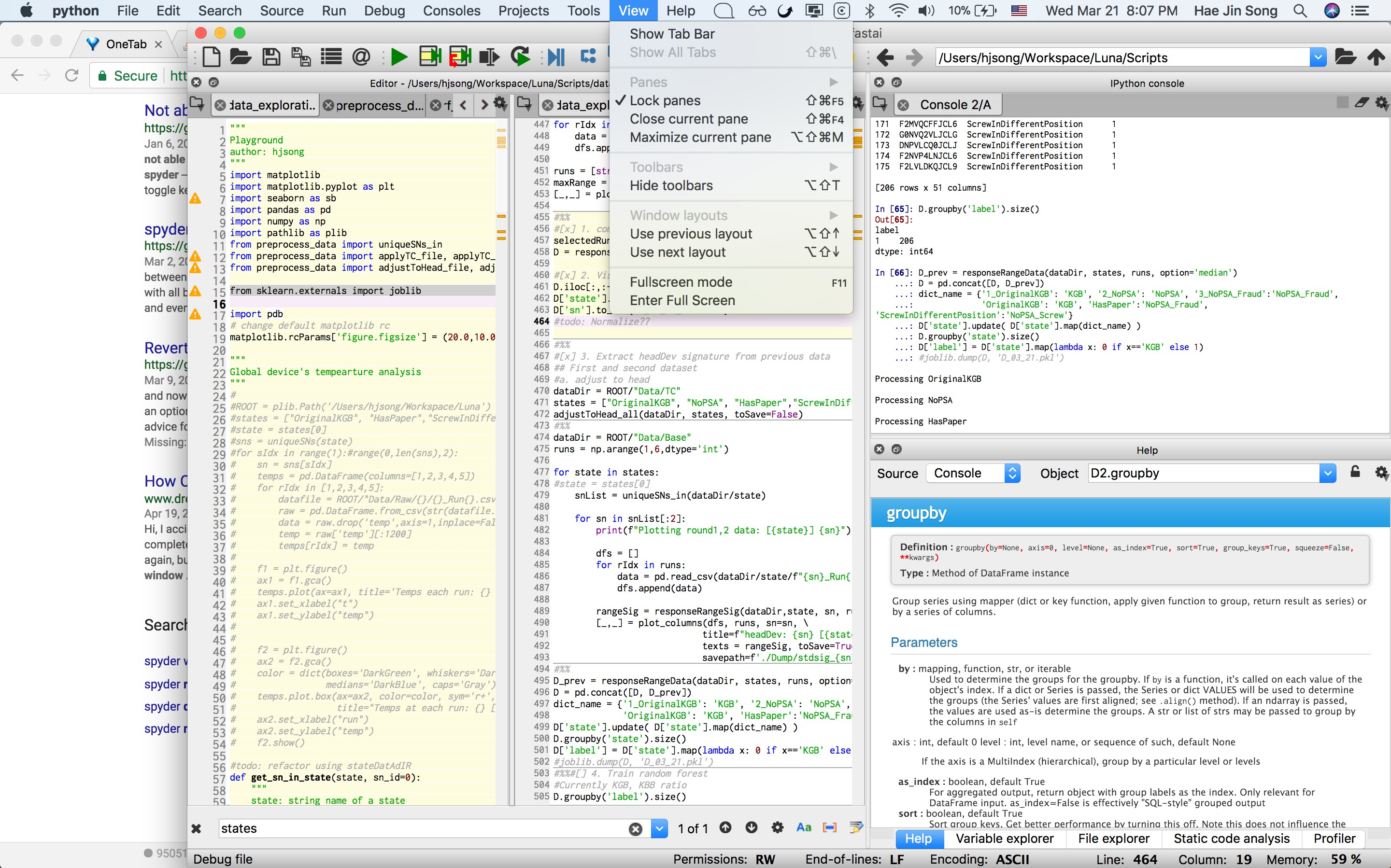 Window layouts option unclickable · Issue #6818 · spyder-ide/spyder ...