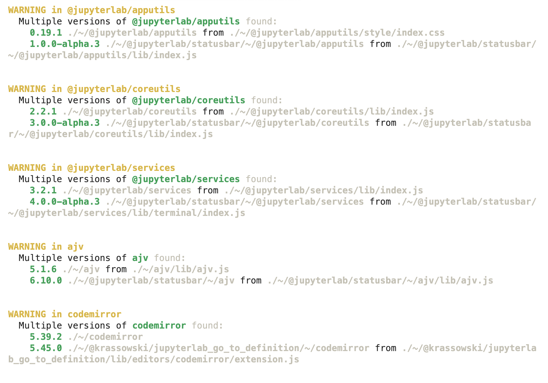 multiple versions of extensions found · Issue #6187 · jupyterlab/jupyterlab · GitHub