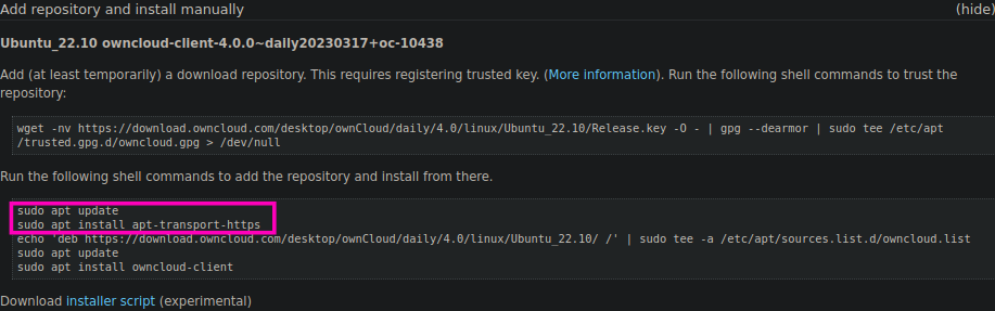 [QA] Incomplete instructions how to install linux package · Issue #10585 · owncloud/client · GitHub