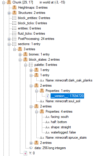 Property "__version__" from a Bedrock world is put into a Java world ...