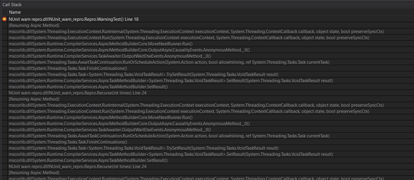 Stack trace shown for Assert.Warn · Issue #2429 · nunit/nunit · GitHub