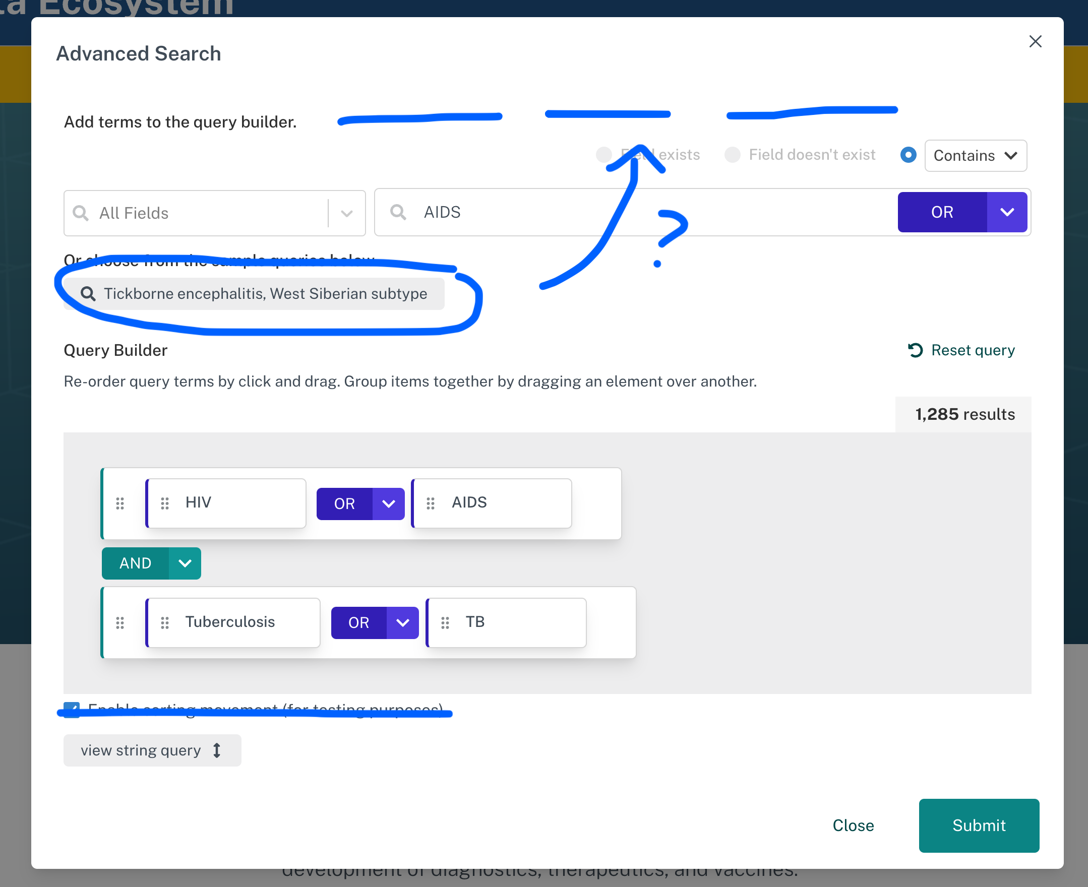 Rethink the spacing / layout of the advanced searching module · Issue #142 · NIAID-Data ...