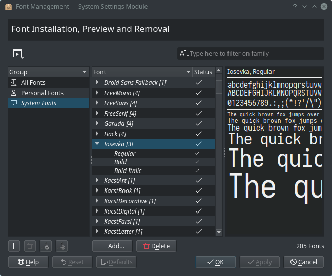 Unable to use Iosevka as KDE fixed width font · Issue #231 · be5invis/Iosevka · GitHub