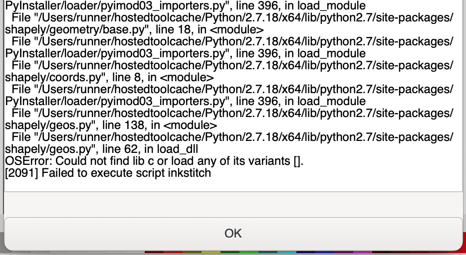 Inkstitch Extension not working - "Inkscape has received additional ...
